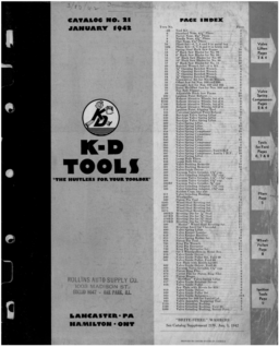 K-D Mfg Co Tools Catalog No 21 1942
