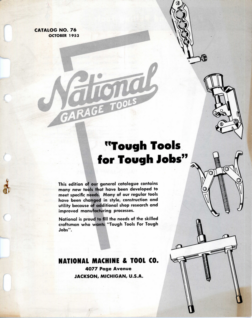 National Machine Co National Garage Tools Catalog No 76 1953
