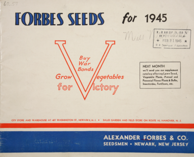 Alexander Forbes & Co Vegetable & Flower Seeds 1945