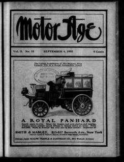 Motor Age Motor Car Automotive Magazine Vol. 2 No. 10 Sept. 1902