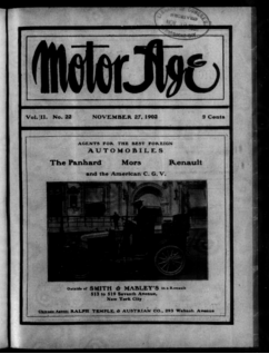 Motor Age Motor Car Automotive Magazine Vol. 2 No. 22 Nov. 1902
