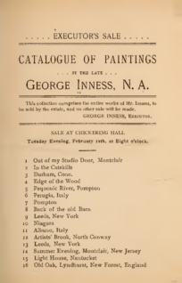 Catalogue of Paintings by the late George Inness, N.A., comprising the ...
