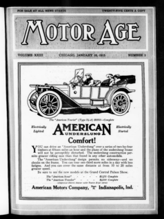 Motor Age Motor Car Automotive Magazine Vol. 23 No. 3 Jan. 1913