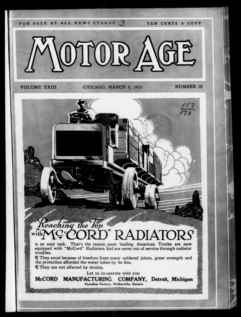 Motor Age Motor Car Automotive Magazine Vol. 23 No. 10 March 1913