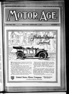 Motor Age Motor Car Automotive Magazine Vol. 21 No. 5 Feb. 1912