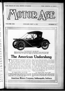 Motor Age Motor Car Automotive Magazine Vol. 21 No. 19 May 1912