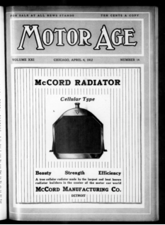 Motor Age Motor Car Automotive Magazine Vol. 21 No. 14 April 1912