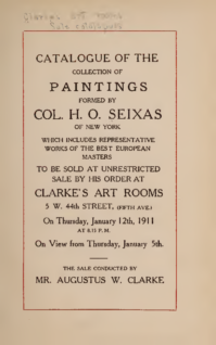 Catalogue of the collection of Paintings, formed by Col. H. O. Seixas ...