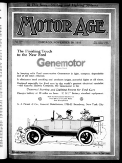 Motor Age Motor Car Automotive Magazine Vol. 30 No. 22 Nov. 1916