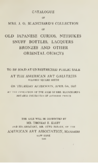 Catalogue of Mrs. J. O. Blanchard’s Collection of Old Japanese curios ...