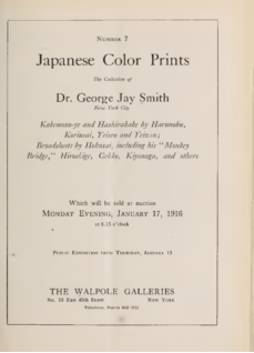 Japanese Color Prints, the collection of Dr. George Jay Smith