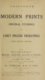 Catalogue of Modern Prints and Original Etchings, also Early English ...