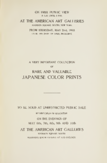 Illustrated catalogue of rare and valuable Japanese Color Prints, Part ...