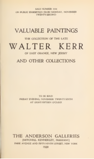 Valuable Paintings, the collection of the late Walter Kerr, of East ...