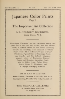 Japanese Color Prints, Part I, the important art collection of MR ...