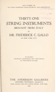 Thirty-one string instruments brought from Italy by Mr. Frederick C ...