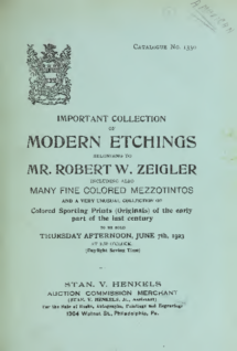 Important collection of Modern Etchings, belonging to Mr. Robert W. Zeigler