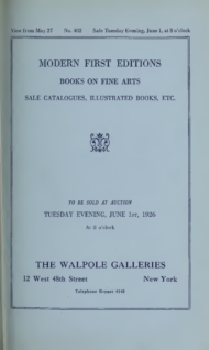 Modern first editions, English and American, books on the fine arts ...