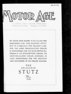 Motor Age Motor Car Automotive Magazine Vol. 53 No. 4 Jan. 1928