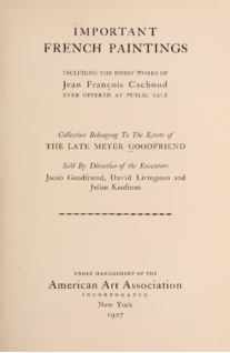 Important French Paintings, collection belonging to the estate of Meyer ...