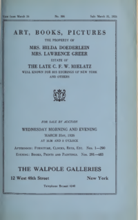 Art, Books, Pictures, the property of Mrs. Hilda Doederlein, Mrs ...