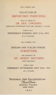 Collection of important paintings sold by order of Dr. Eric Carlberg ...