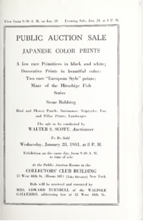 Japanese color prints, a few rare primitives in black and white ...