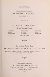 The estate of Jeremiah J. Kennedy, Part I, Etchings, dry points ...