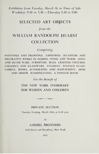 Selected art objects from the William Randolph Hearst Collection