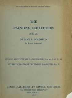 The Painting Collection of the late Dr. Max A. Goldstein