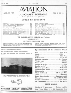 Aviation and Aircraft Journal, Vol. X, No. 16, April 18th 1921