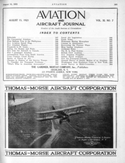 Aviation and Aircraft Journal, Vol. XI, No. 7, August 15th 1921