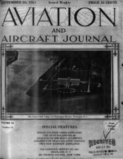 Aviation and Aircraft Journal, Vol. XI, No. 13, September 26th 1921