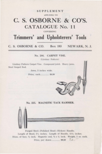 CS Osborne & Co Upholstry Tools Catalogue No 11
