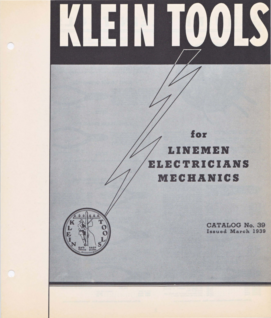 Mathias Klein & Sons Klein Tools Catalog No 39 1939
