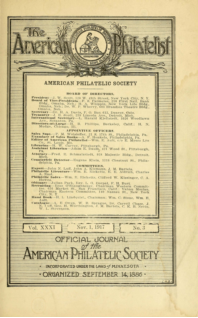 The American Philatelist, Vol. XXXI, November 1917, No. 3-4