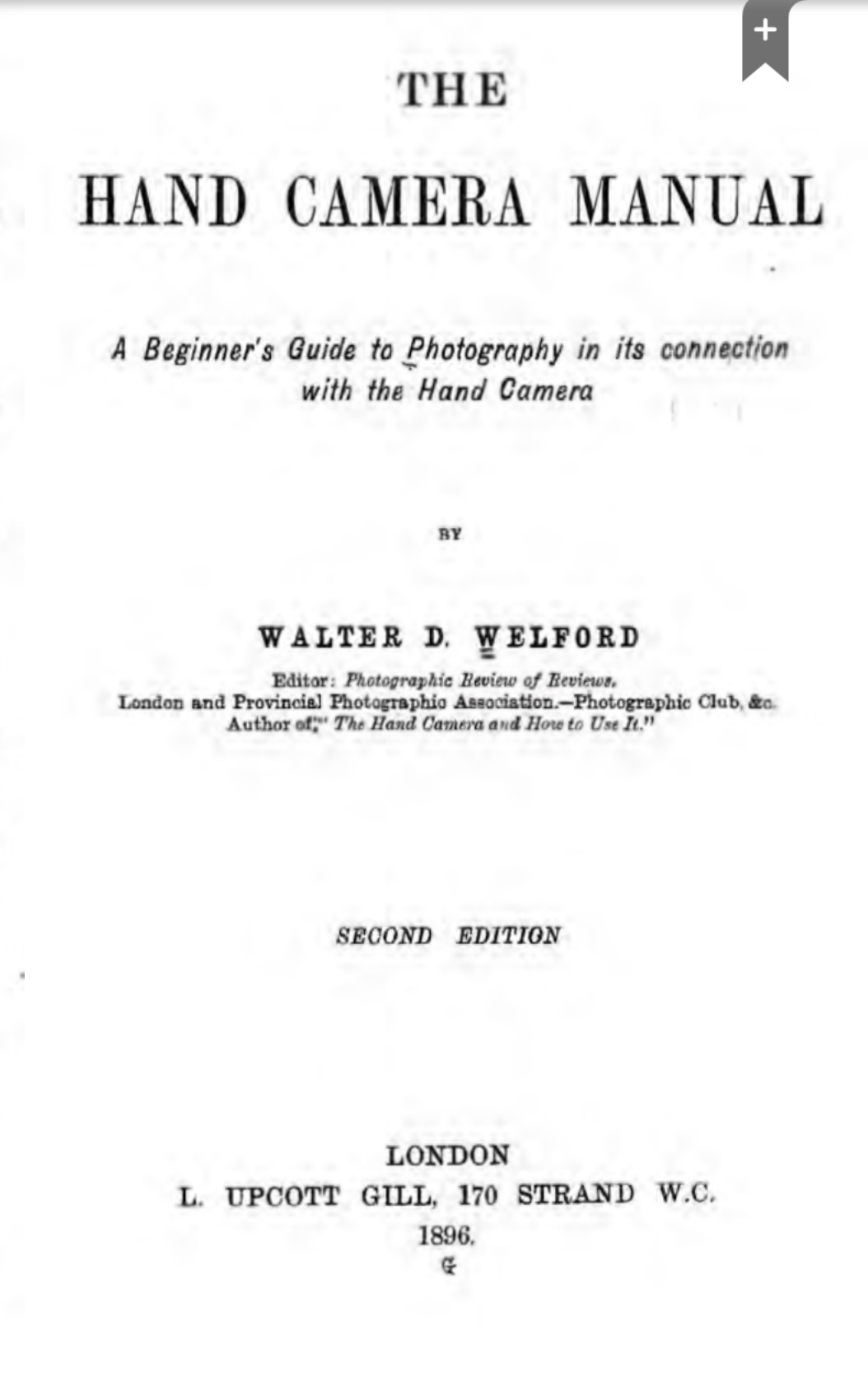 The hand camera manual: A beginner's guide to photography in its ...
