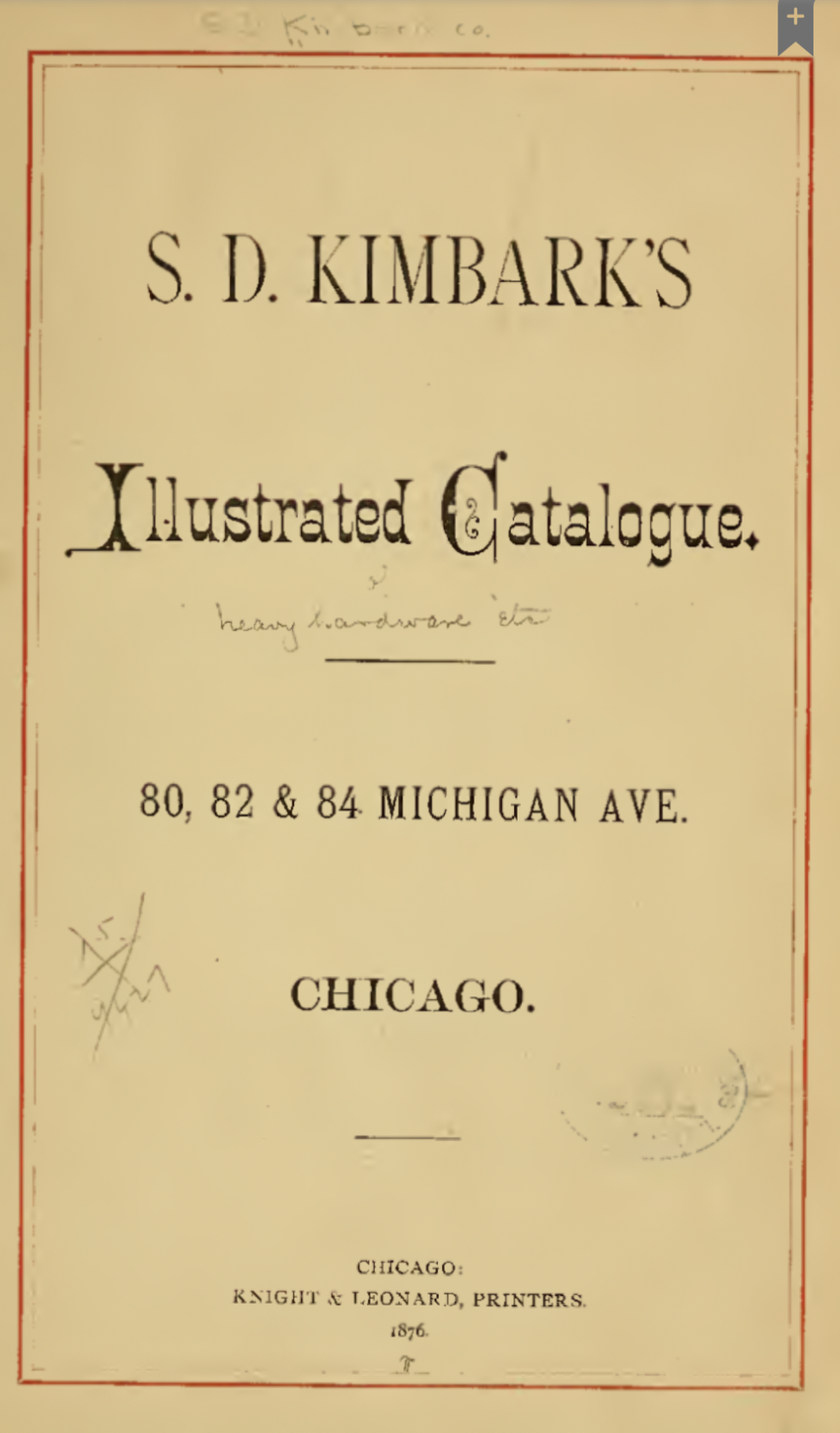 S.D. Kimbark Catalogue (1876)