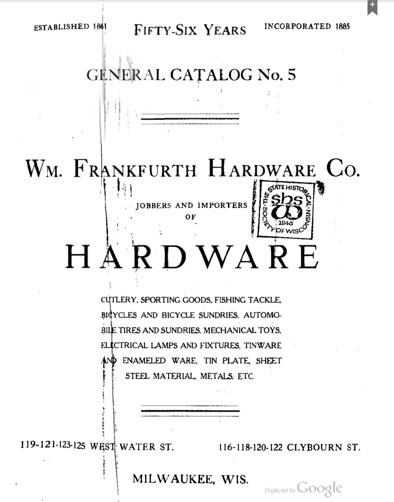 Wm Frankfurth Co. Hardware Catalog No. 5 1917