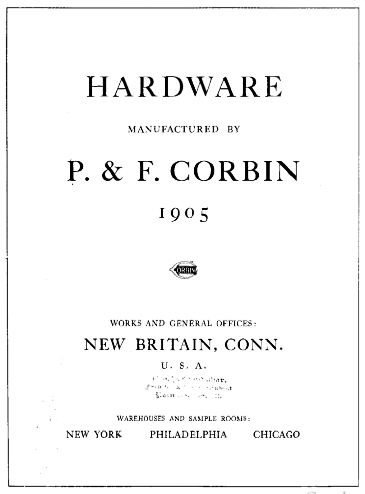 P. & F. Corbin Hardware 1905